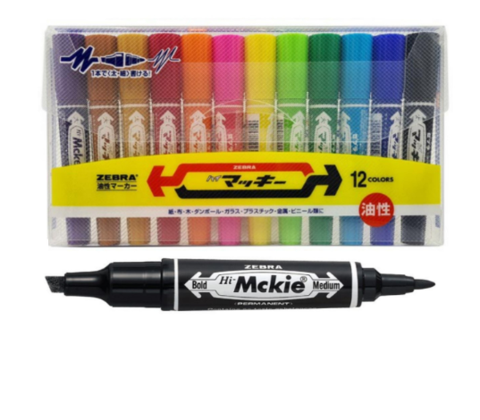 Zebra Hi-Mckie Twin Nib Permanent Marker (12 Colors) – PaperWorm